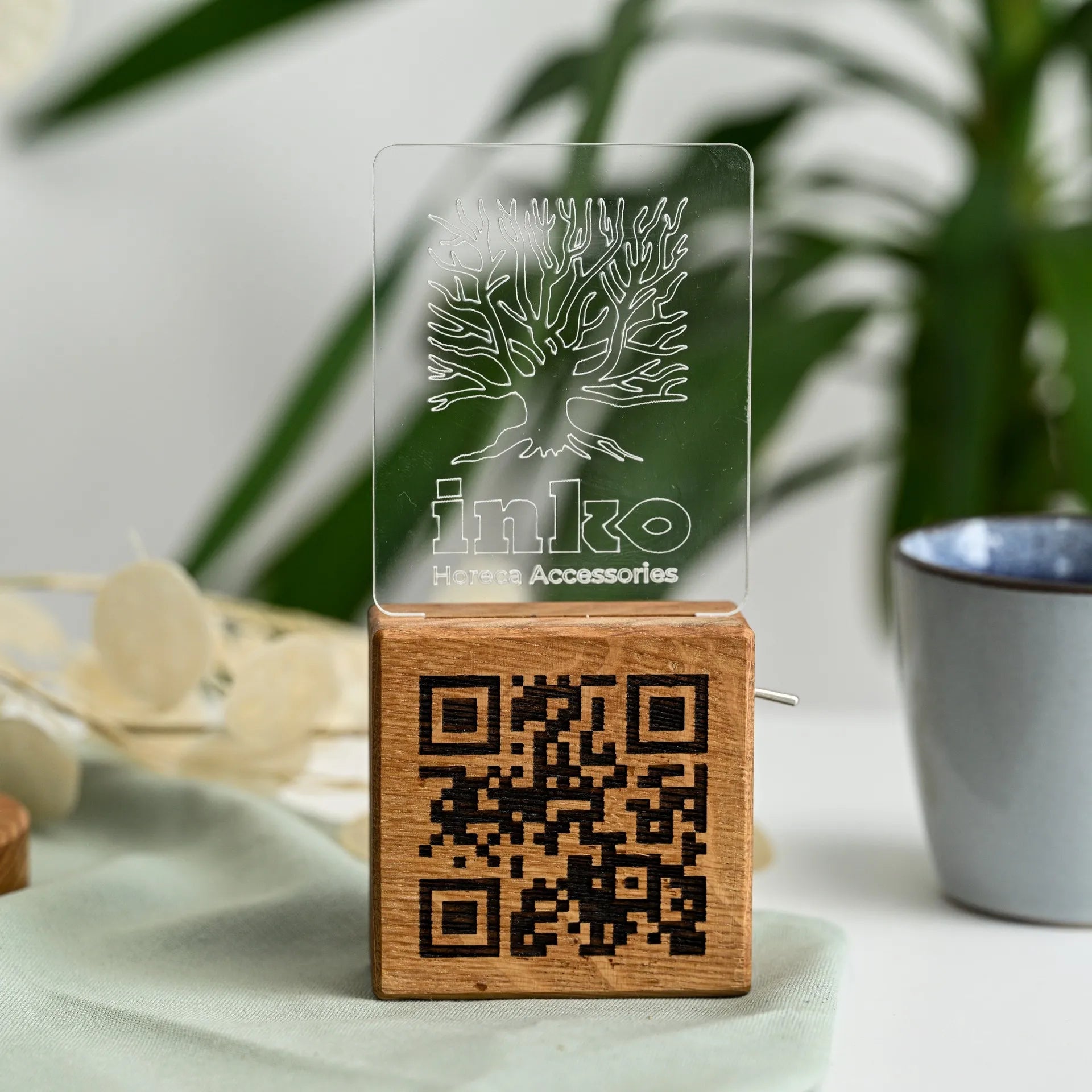 Acrylic QR Code Plate with Illumination - Contactless Menu Stand
