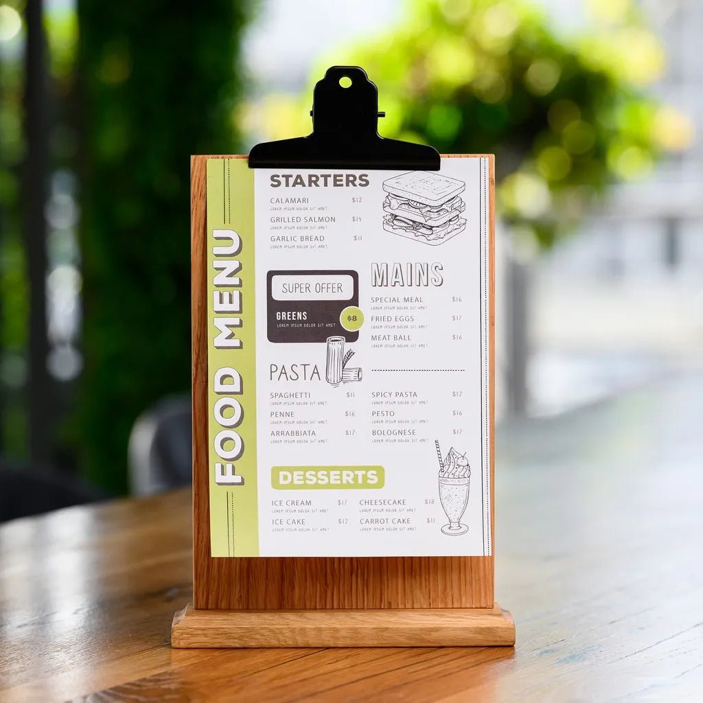 Table Stand Menu Holder with Black Coloured Clip (TT411A5)
