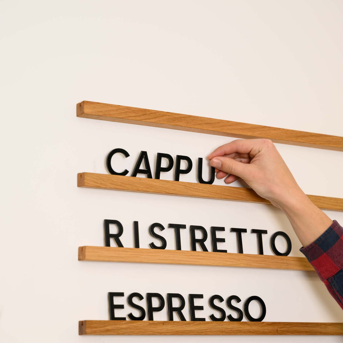 Wall Hanging Menu Board with Oiled Oak Rails